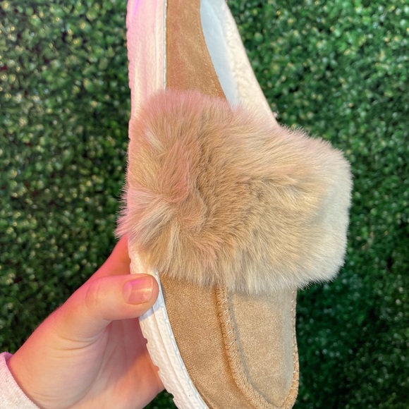 Gypsy Jazz | Shoes | Gypsy Jazz Softie Fluff Backless Mules Taupe ...